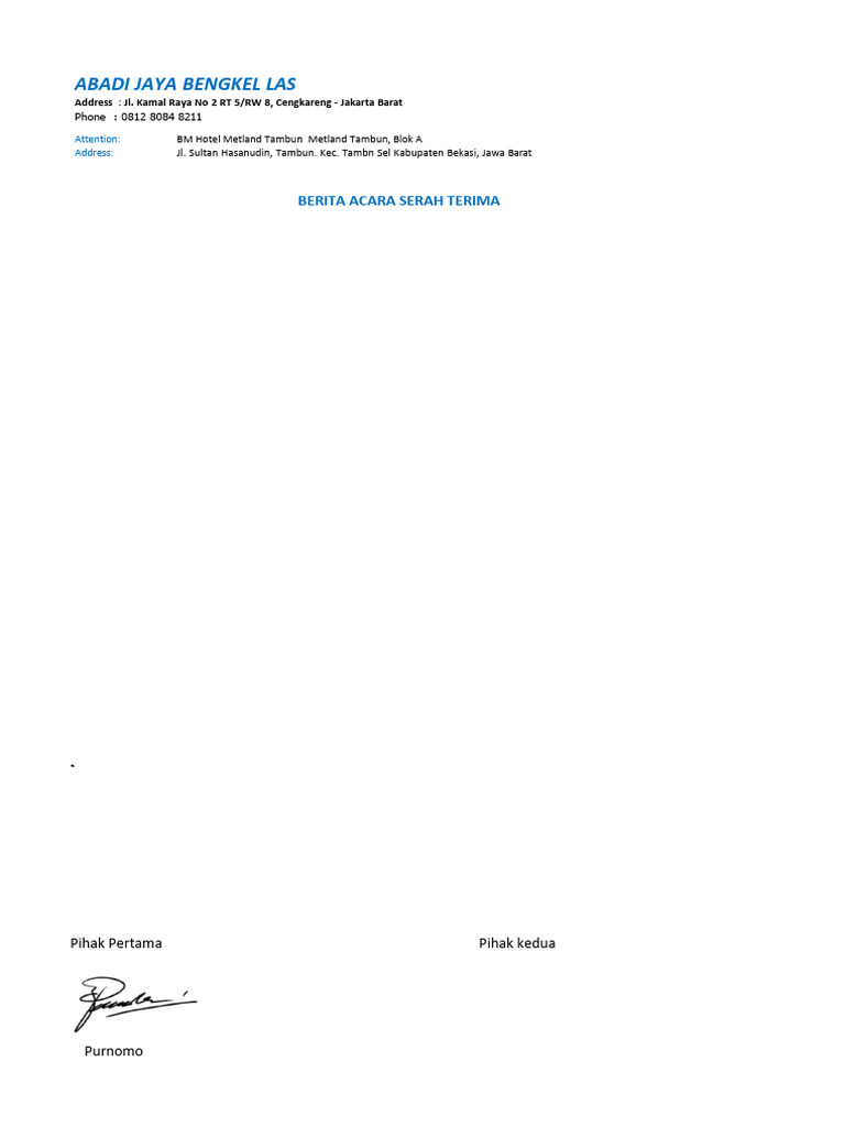BAST Perbaikan Pintu Kaca | PDF