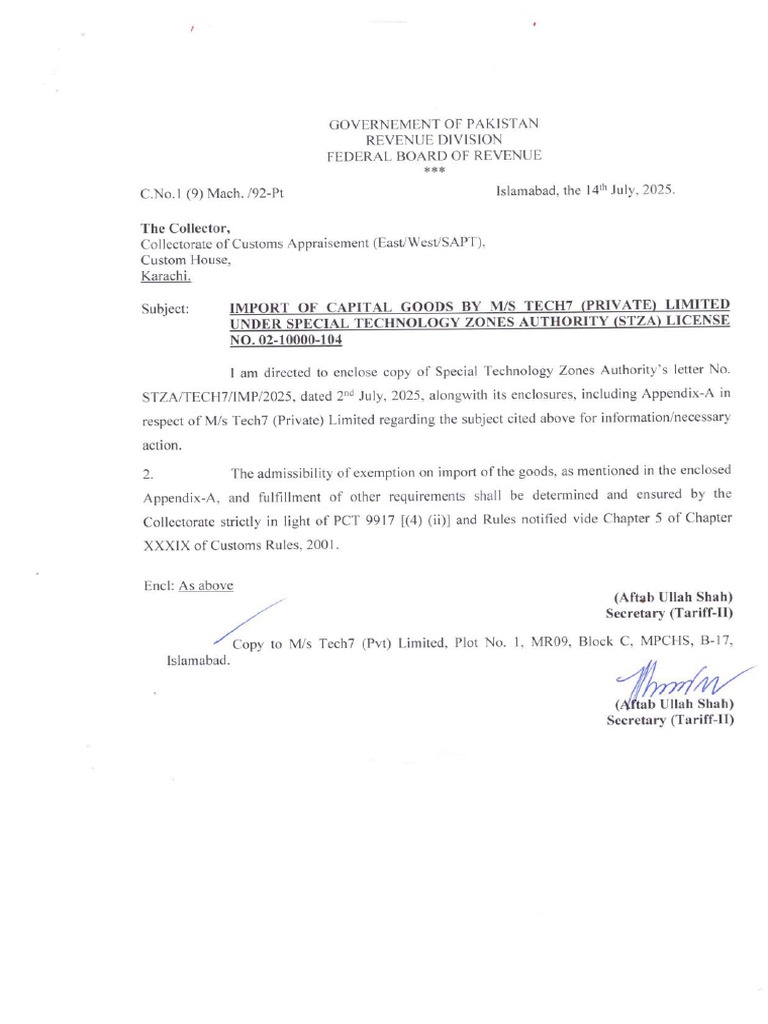 Governement of Pakistan Revenue Division Federal Boared of Revenue | PDF