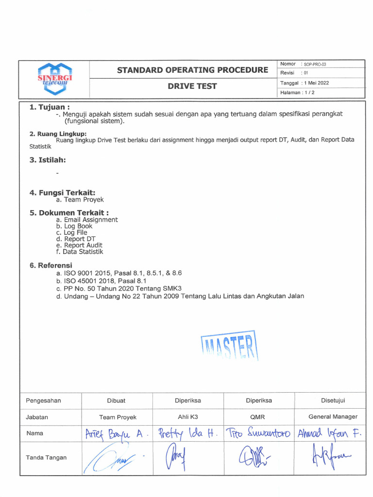 Sop-Pro-03 Sop Drive Test - 01 | PDF