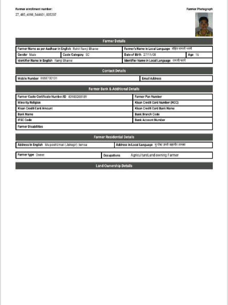 Farmer Registration Form | PDF