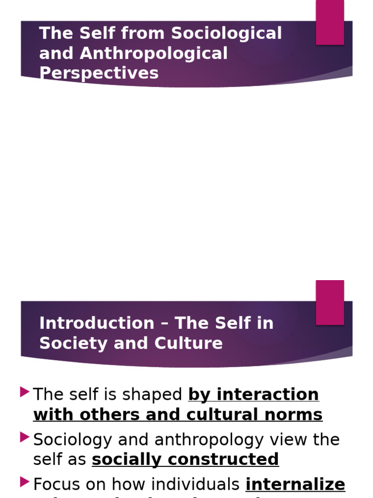 The Self From Sociological and Anthropological Perspectives | PDF