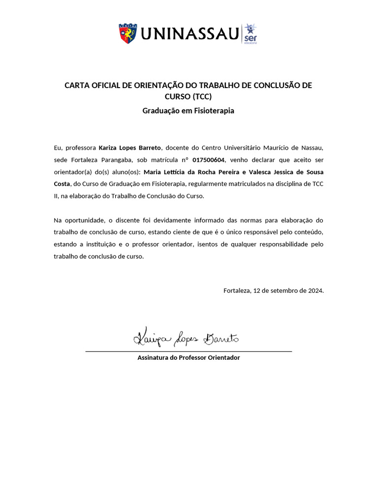 2021 - Carta de Aceite de Orientacao (1) | PDF