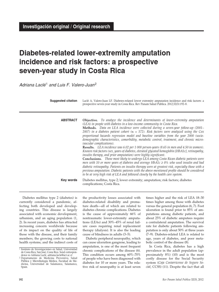 Diabetes Related Lower Extremity Amputations | PDF | Diabetes ...
