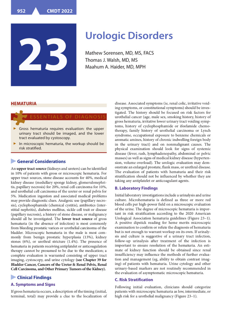 Urologic Disorders: CMDT 2022 | PDF | Urinary Tract Infection | Medical ...