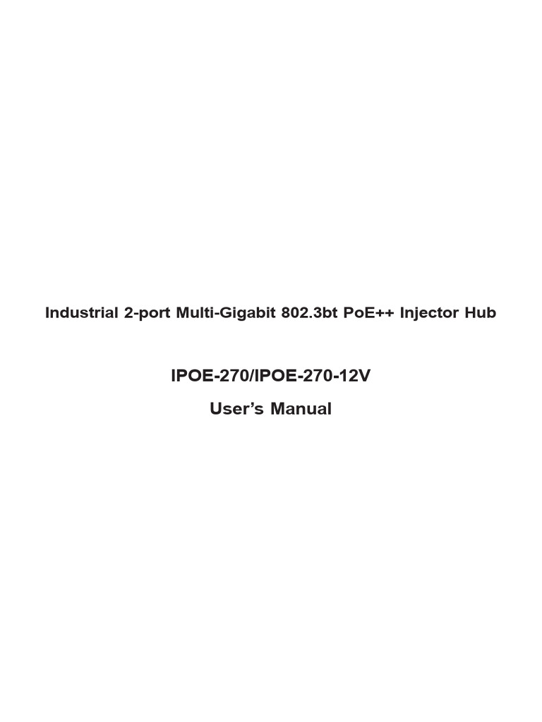 Industrial 2-Port PoE++ Injector Hub Manual | PDF | Electrical ...