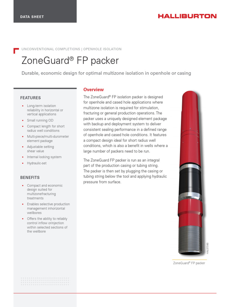 ZoneGuard FP Packer - H010387-DS | PDF | Mechanical Engineering