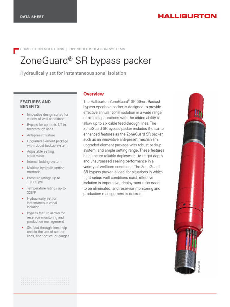 ZoneGuard SR Bypass Packer - H012760-DS | PDF | Petroleum Reservoir