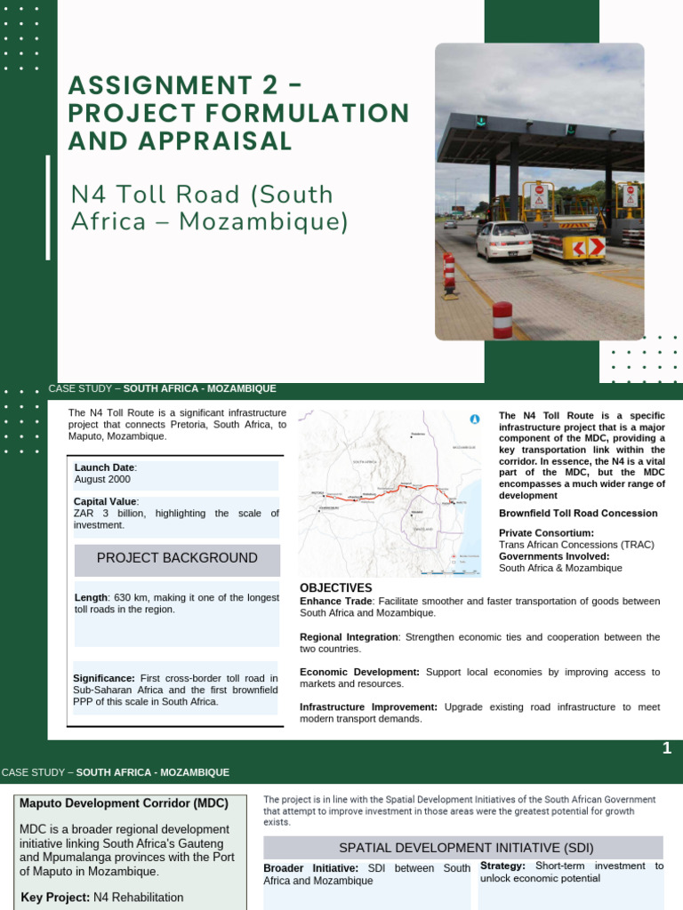 N4 Toll Road Project Overview: SA-Mozambique | PDF | Mozambique ...