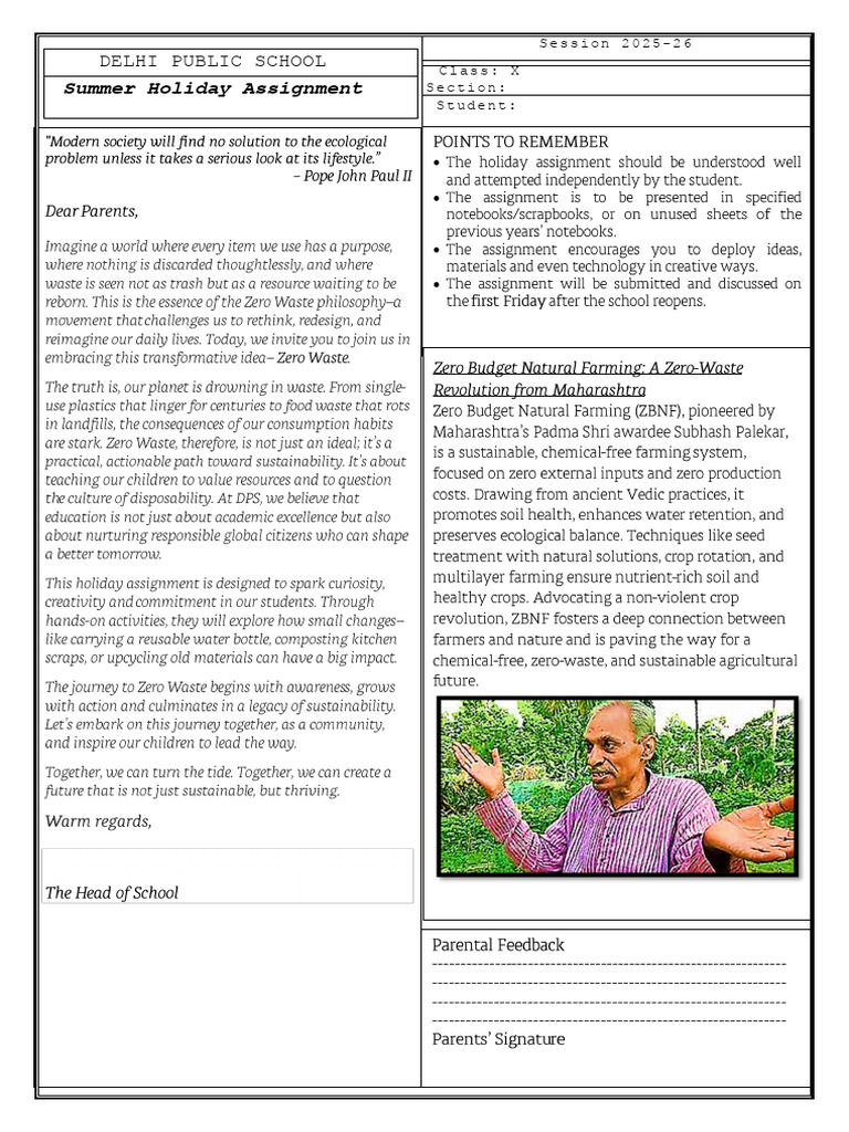 Summer Holiday Assignment Class X 202425 | PDF