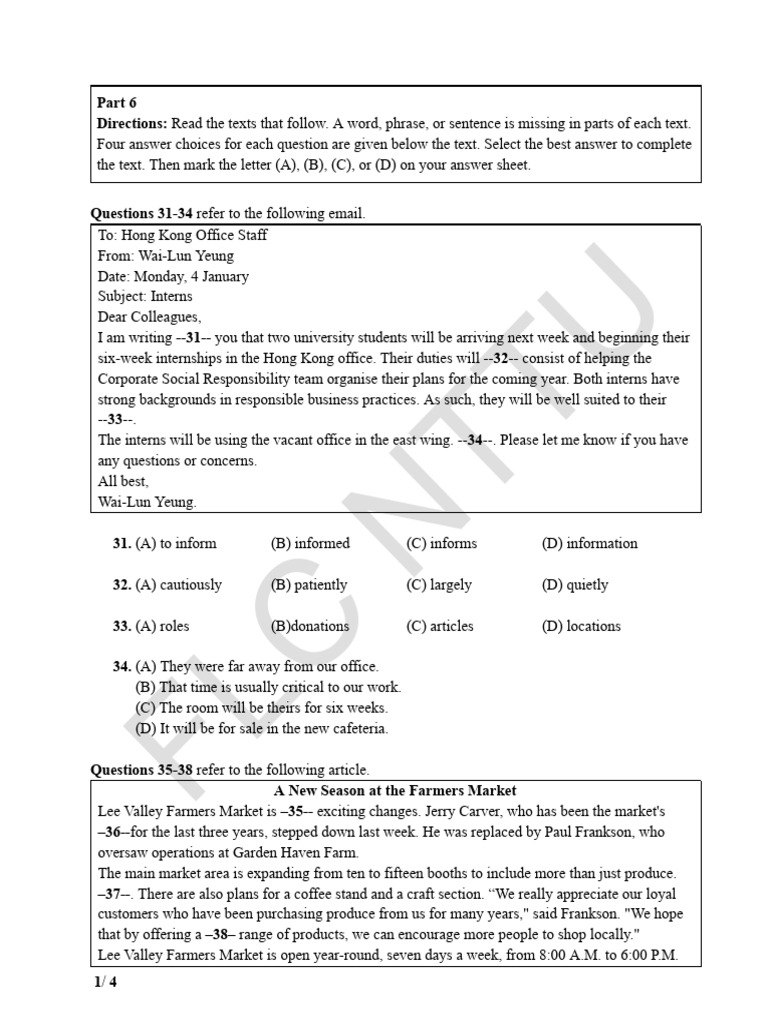 Revision - Reading p6 | PDF
