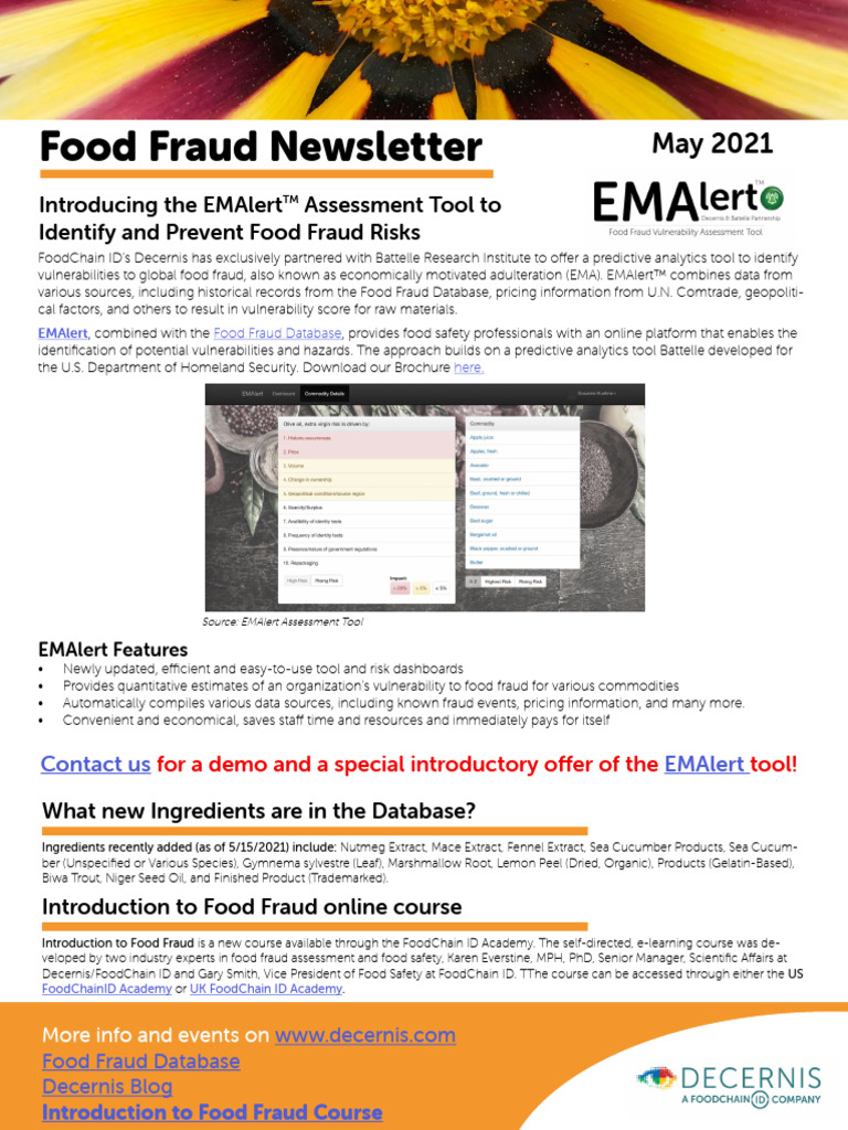 Food Fraud Database Newsletter 2021 05 | PDF | Honey