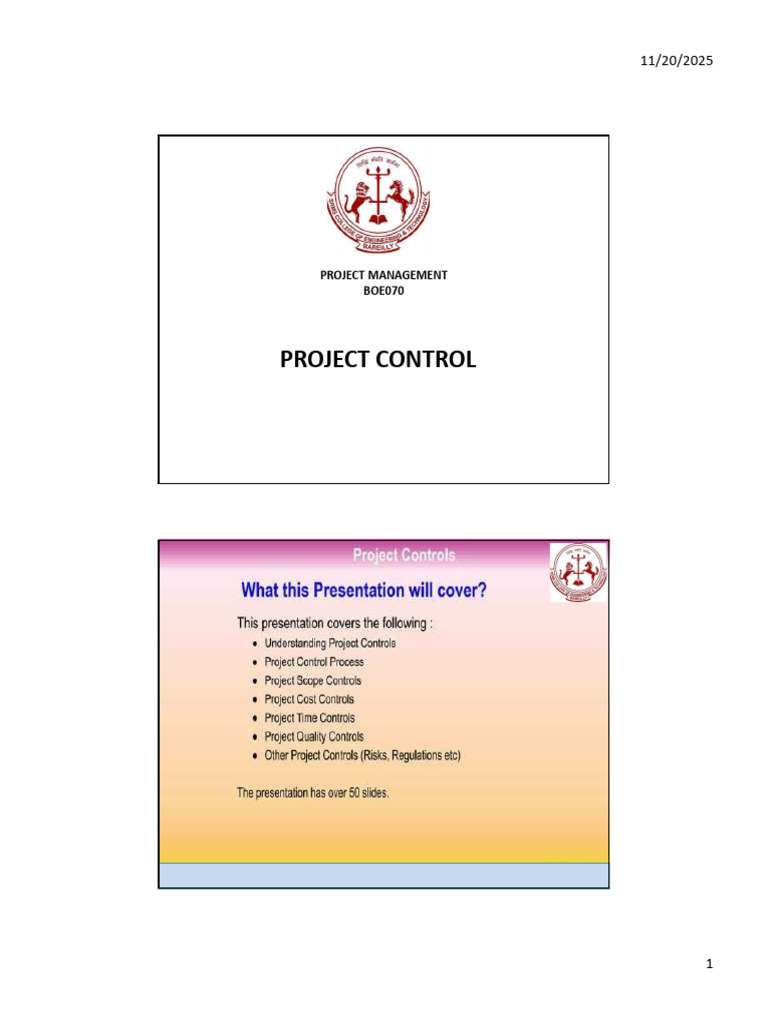 Project Control Management Overview | PDF