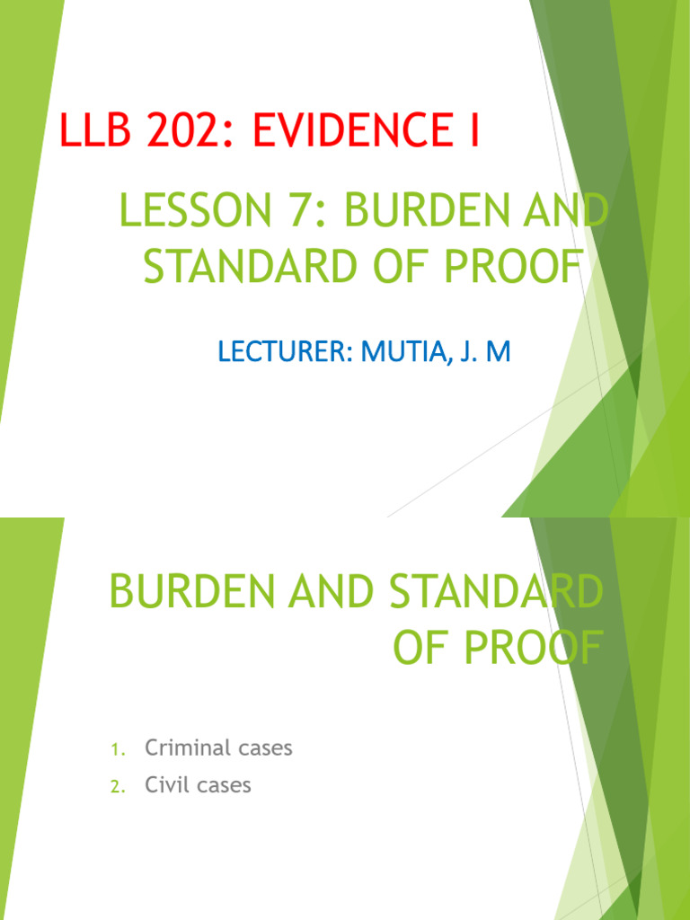 Burden and Standard of Proof Explained | PDF | Burden Of Proof (Law ...