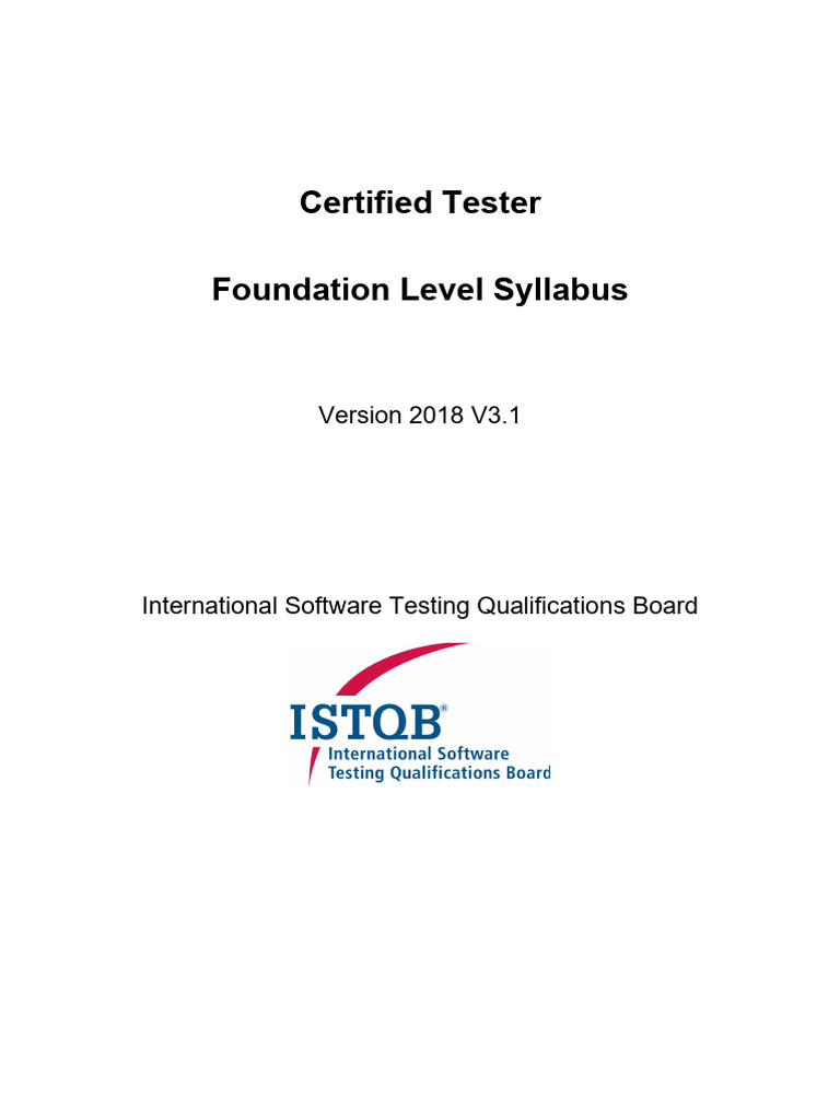 ISTQB-CTFL_Syllabus_2018_V3.1 | PDF | Software Bug | Software Testing