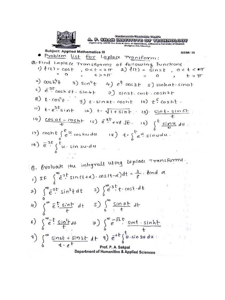 Problem List for LT & ILT | PDF