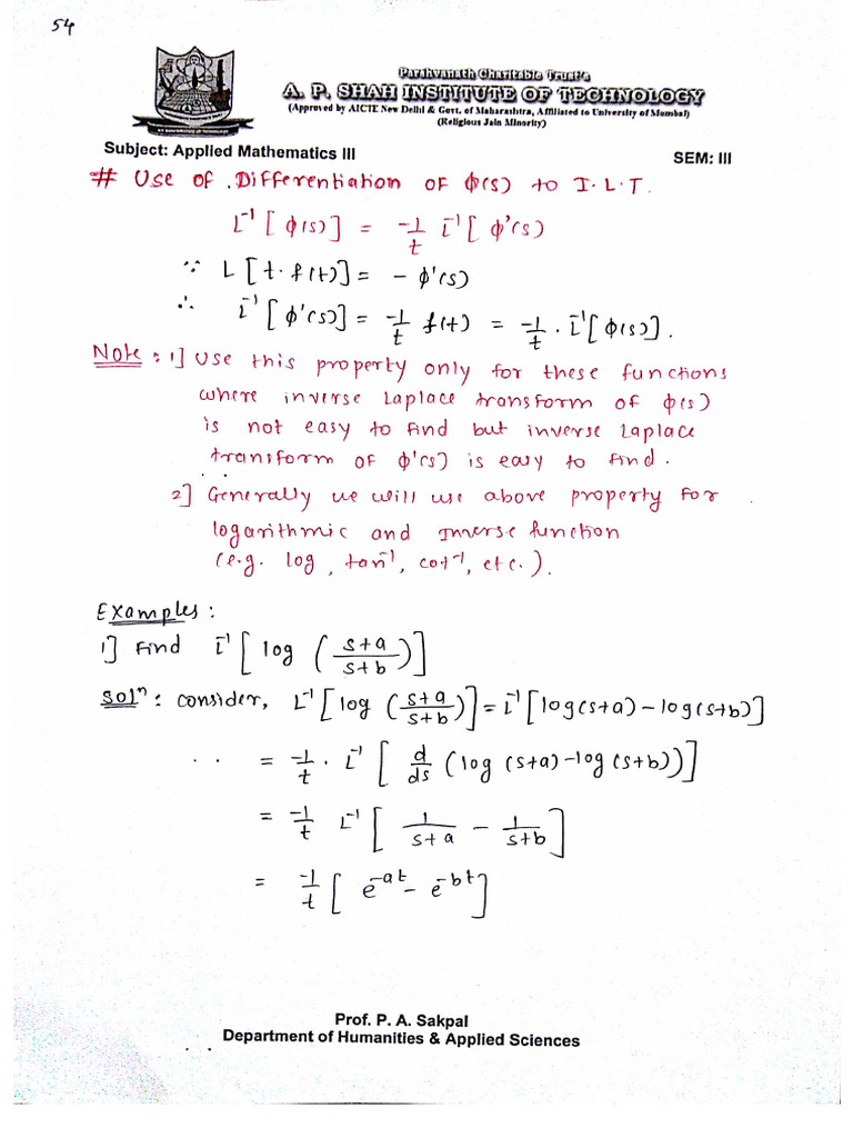 2.4) Use of Differentiation To Find ILT | PDF