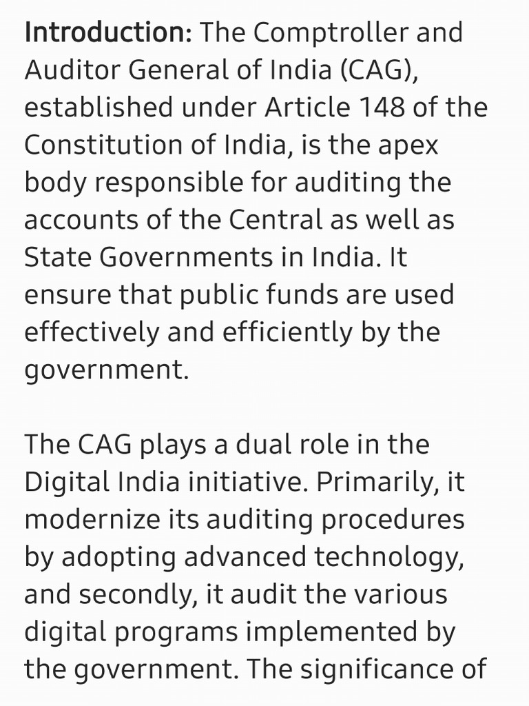 Role of CAG in Digital India | PDF