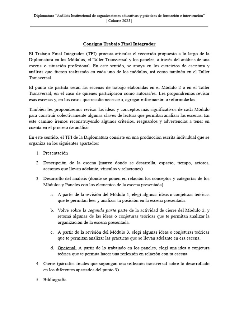 Consigna de Trabajo Final Integrador - 2025 | PDF
