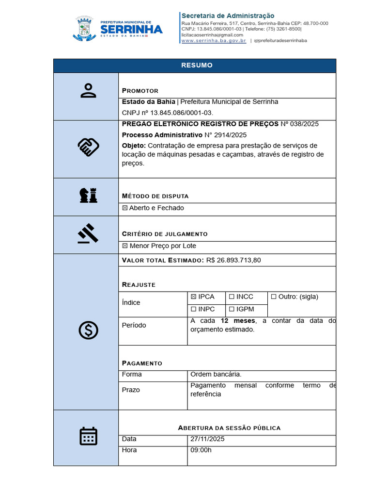 EDITA FINAL- PE 038.2025 - LOCAÇÃO DE MÁQUINAS PESADAS | PDF | Garantia ...