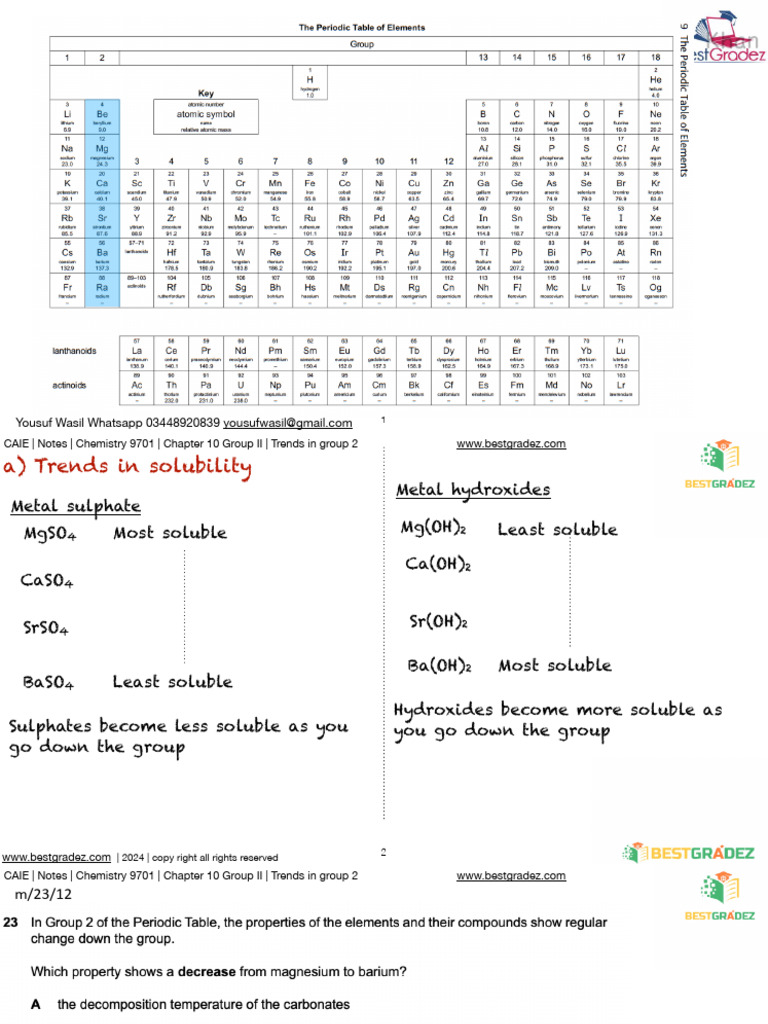 Group II Chemistry Trends Explained | PDF | Materials | Chemical Elements