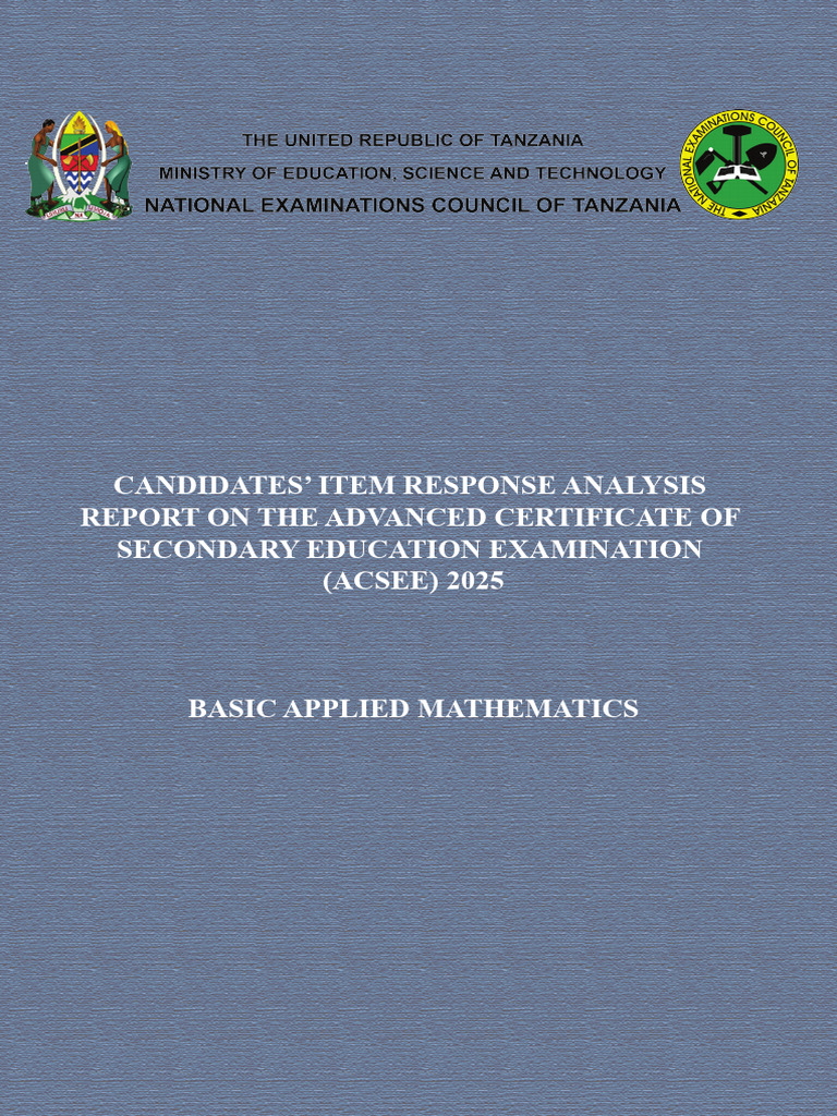 ACSEE 2025 Basic Applied Mathematics Analysis | PDF | Quadratic ...