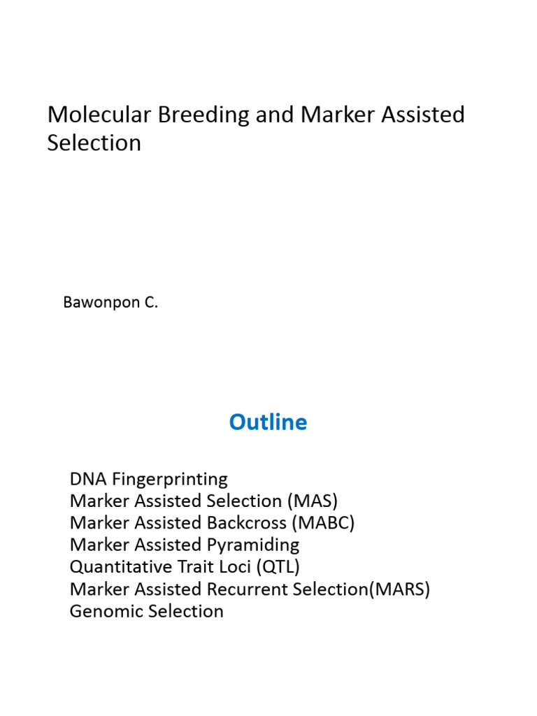 Molecular Breeding and Marker Assisted | PDF | Quantitative Trait Locus ...