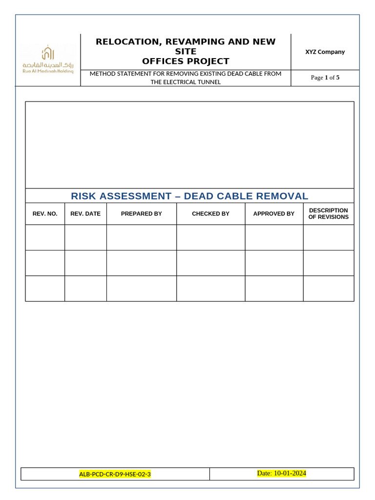 Dead Cable Removal Risk Assessment | PDF | Risk | Risk Assessment