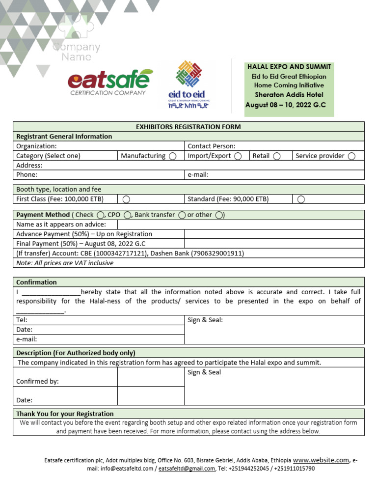 Final Exhibitor Registration Form | PDF