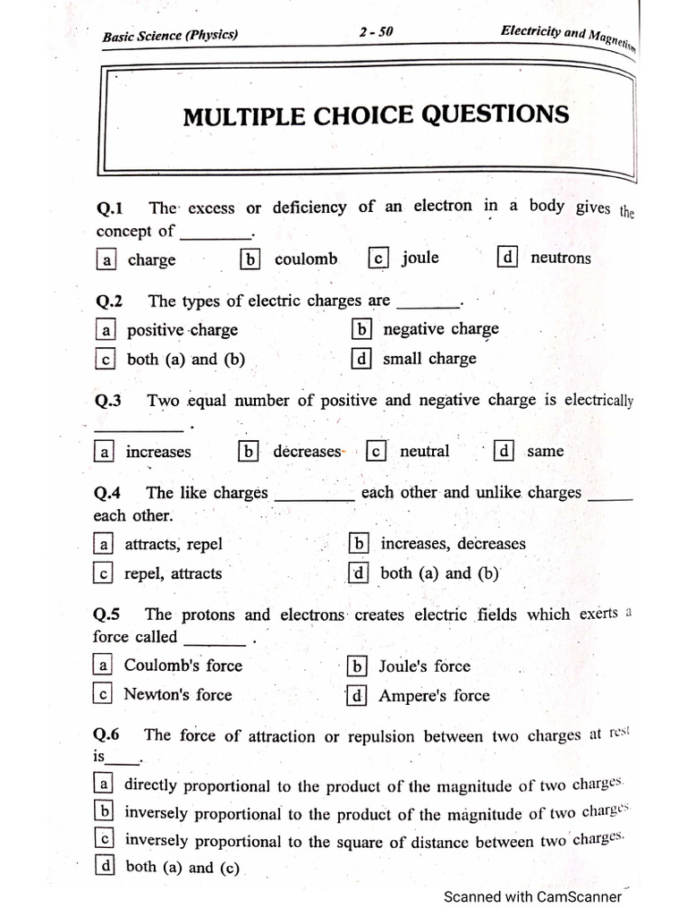 MCQ - Unit-2 - Electricity Magnetism and Semiconductor | PDF