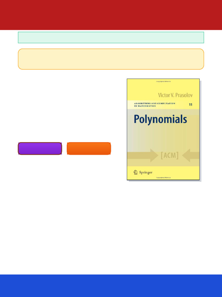 Polynomials Victor V. Prasolov Ebook Quick Access Link | PDF ...