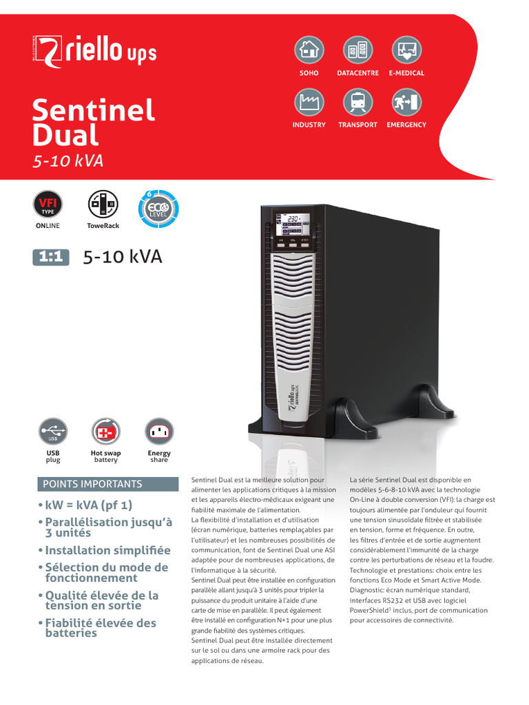 Onduleur Sentinel Dual 5-10 kVA VFI | PDF | USB | Électronique