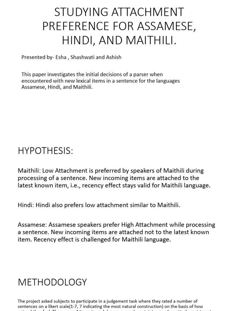 Studying Attachment Preference For Assamese, Hindi | PDF