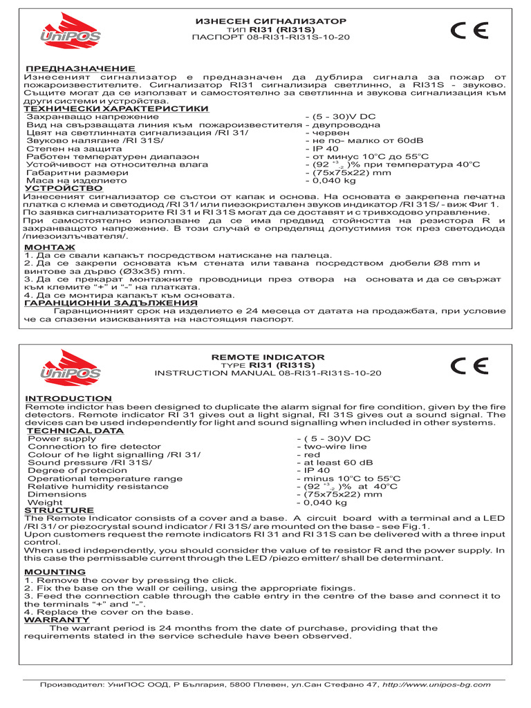 RI31 31S Instruction Manual BG ENG RUS | PDF