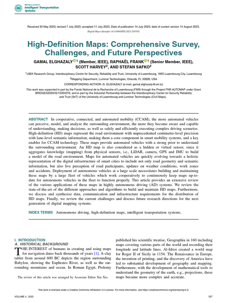 High-Definition Maps Comprehensive Survey Challenges and Future ...