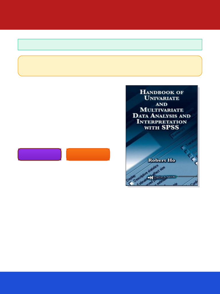 Handbook of Univariate and Multivariate Data Analysis and Interpretation with SPSS 1st Edition ...