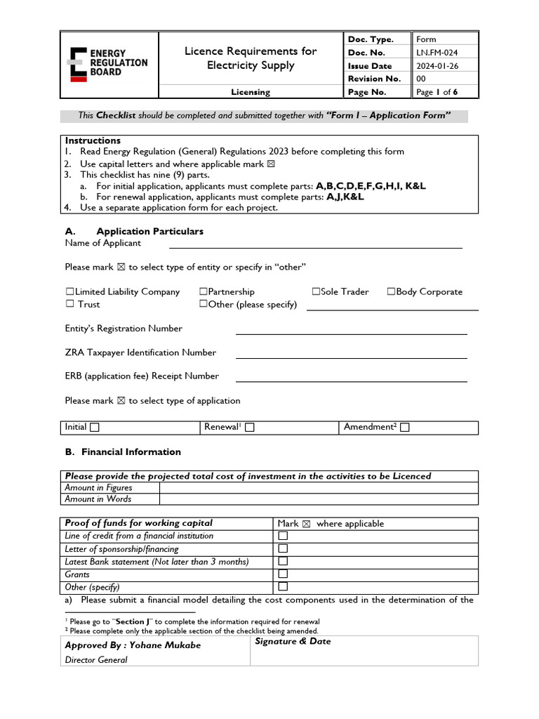 Electricity Supply Licence Checklist | PDF | License | Business