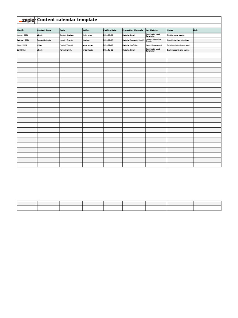 Bản Sao Của Zapier - Content Marketing Planner Template | PDF