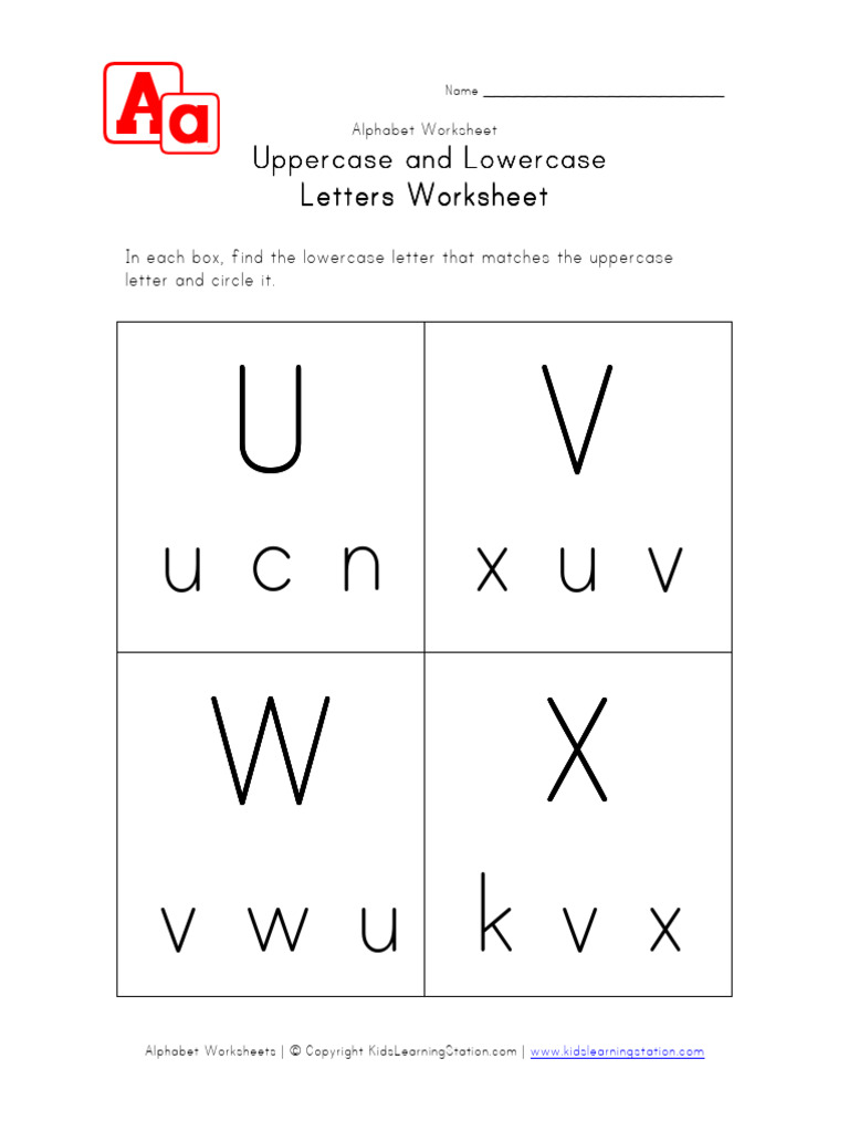 Uppercase Lowercase Worksheet Uvwx | PDF