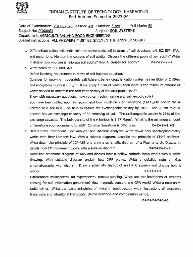 2023 End Autumn Agri Engg AG60063 Soil Systems EA 2023 | PDF