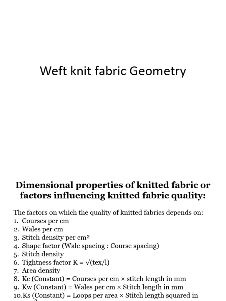 Weft Knit Fabric Geometry | PDF | Knitting | Yarn