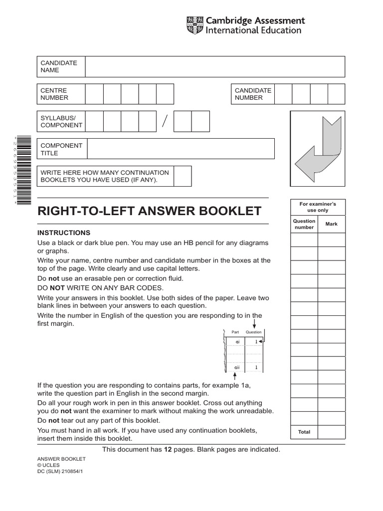 611553-sample-right-to-left-answer-booklet | PDF | Educational ...