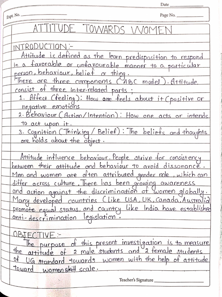 Attitude Towards Women Practical | PDF