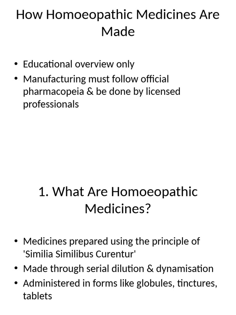 How Homoeopathic Medicines Are Made Presentation 2 | PDF