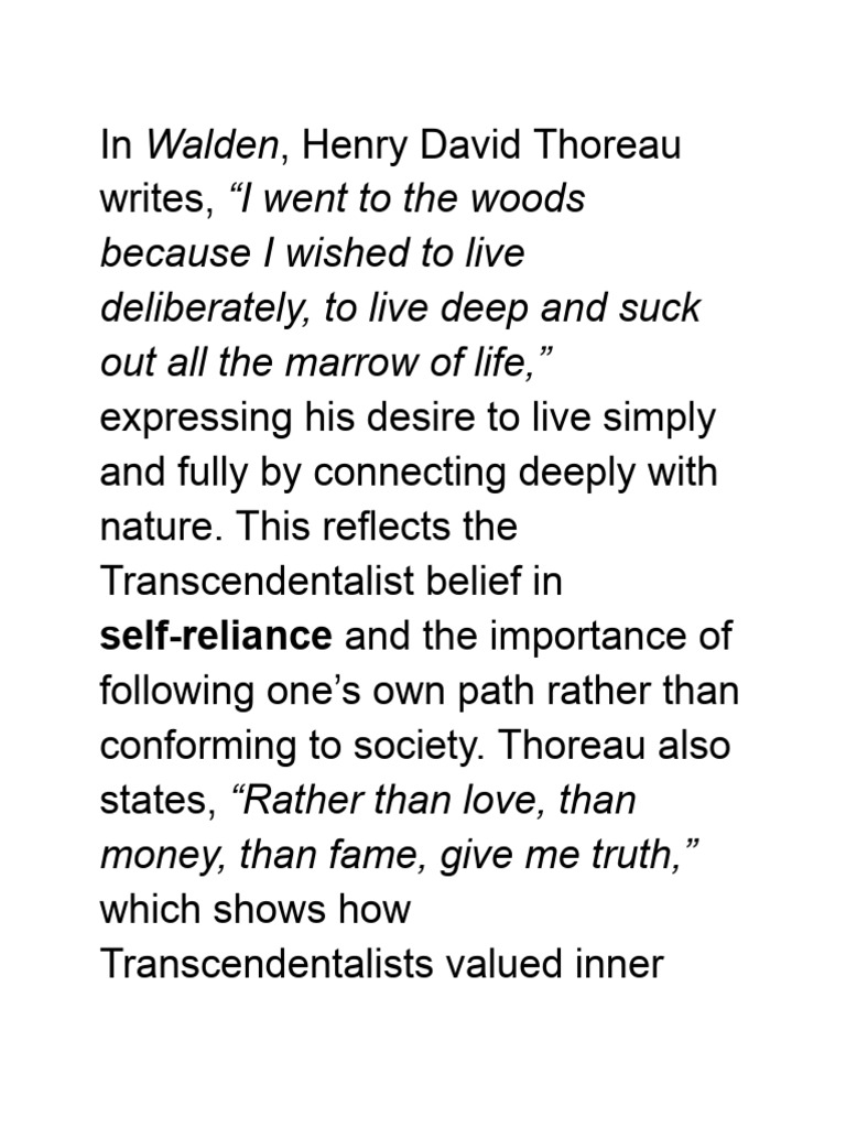 Thoreau's Transcendentalist Philosophy | PDF