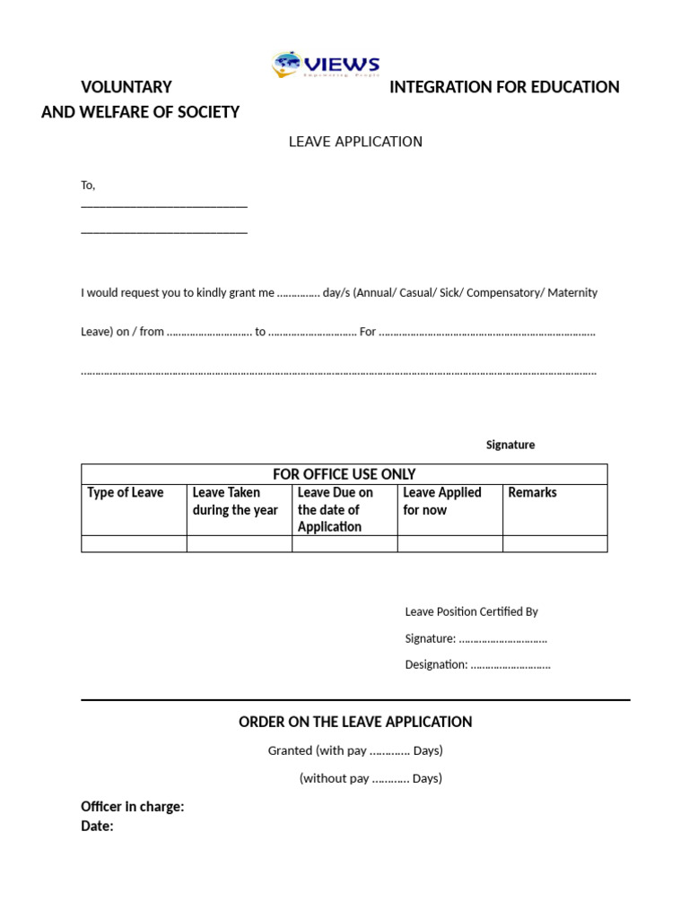 Leave Application Form Template | PDF