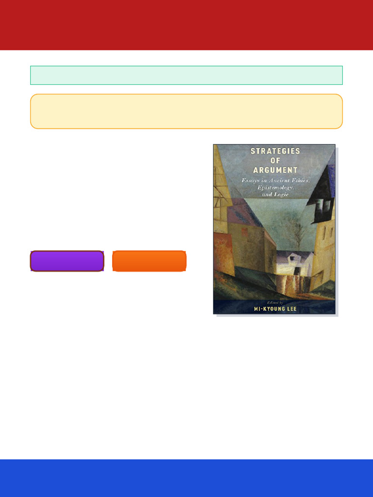 Strategies of Argument Essays in Ancient Ethics Epistemology and Logic ...