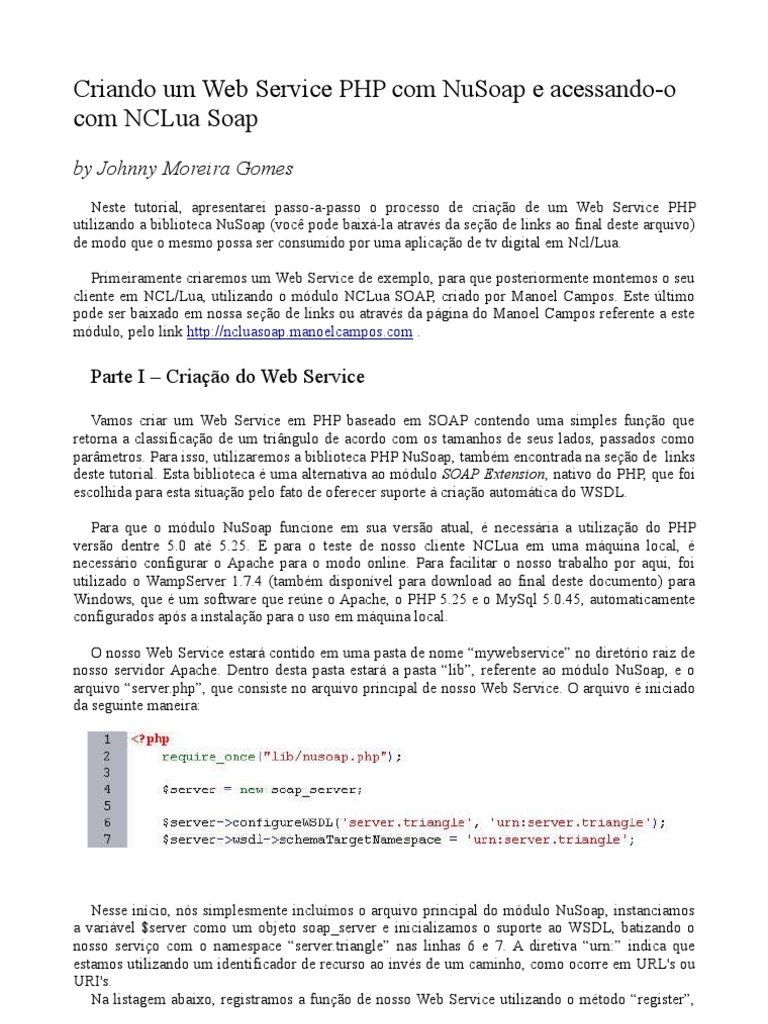 Tutorial Nusoap Ncluasoap Pdf Serviço De Internet Php 