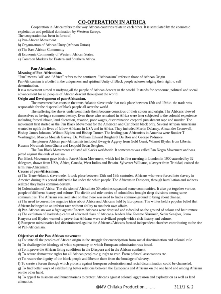f4 HISTORY NOTES | PDF | Pan Africanism | African Union