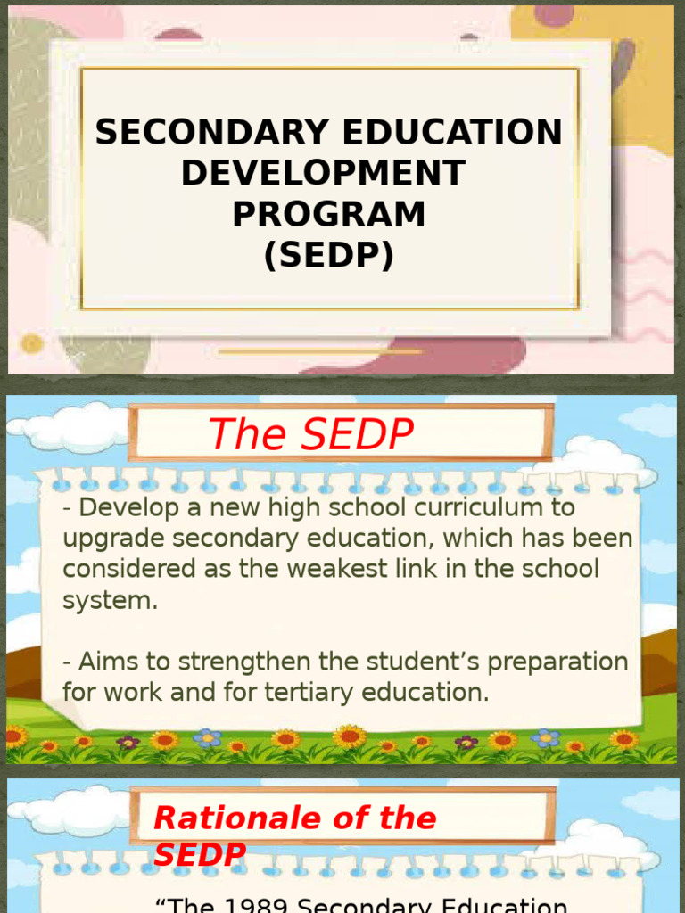 SECONDARY EDUCATION DEVELOPMENT PROGRAM pinakafinale | PDF | Curriculum ...