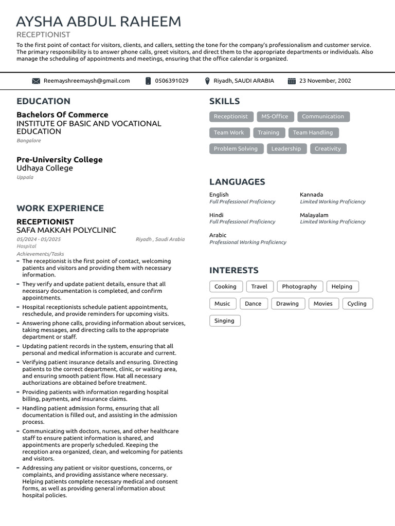 AYSHA CV | PDF | Patient | Hospital